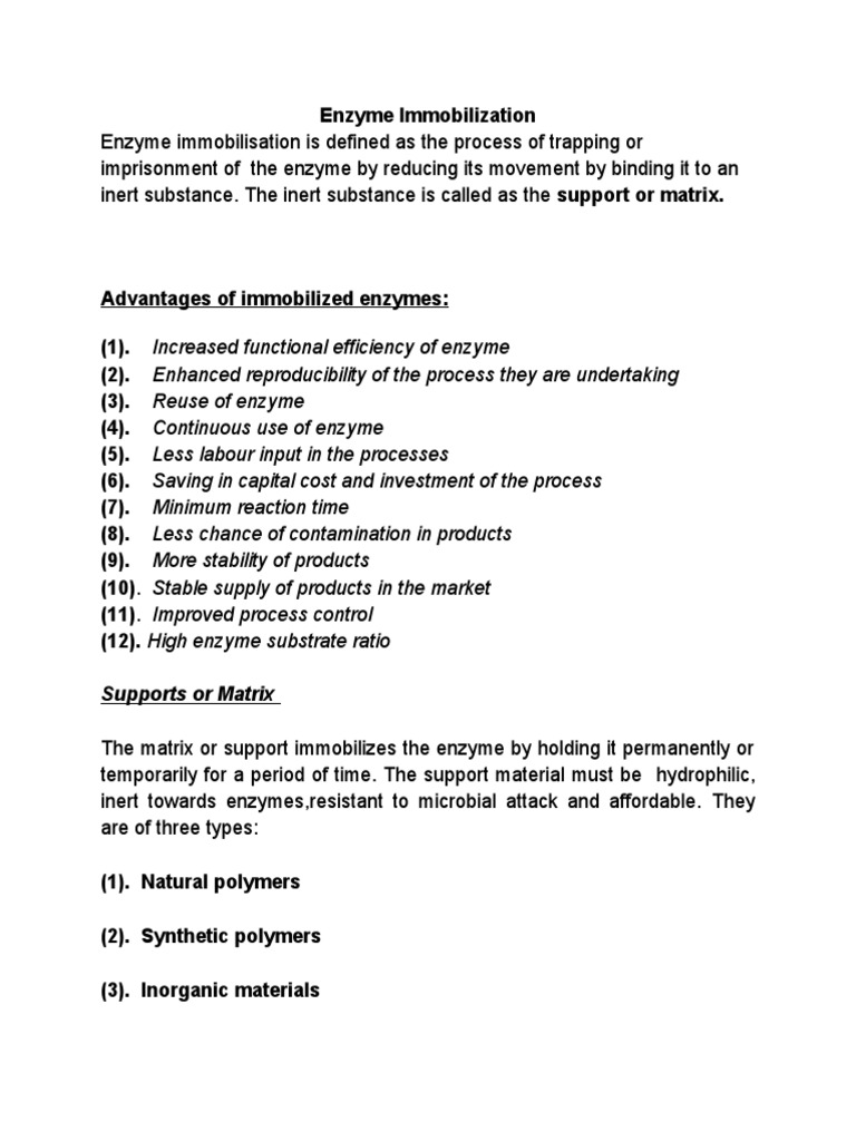 Enzyme Immobilization | PDF | Enzyme | Biopolymer