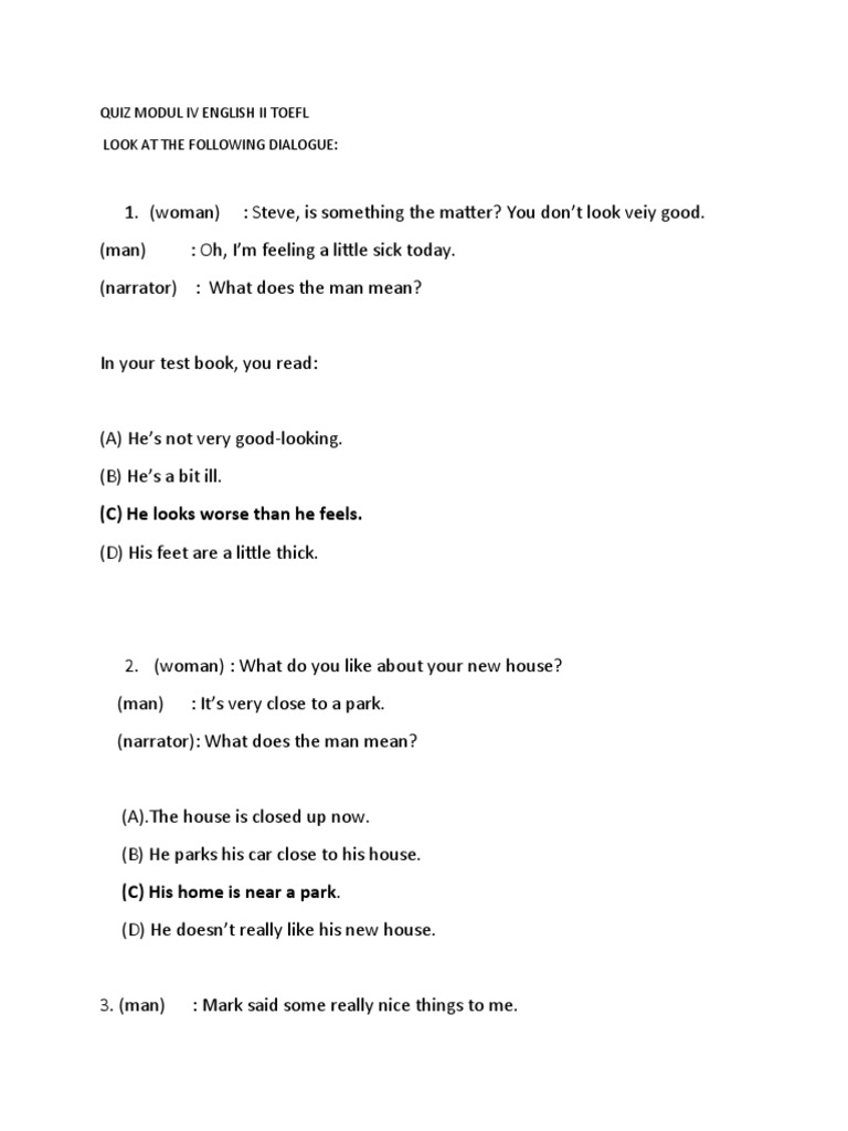 QUIZ MODUL IV ENGLISH II TOEFL (1) | PDF QUIZ MODUL IV ENGLISH II TOEFL (1) | PDF