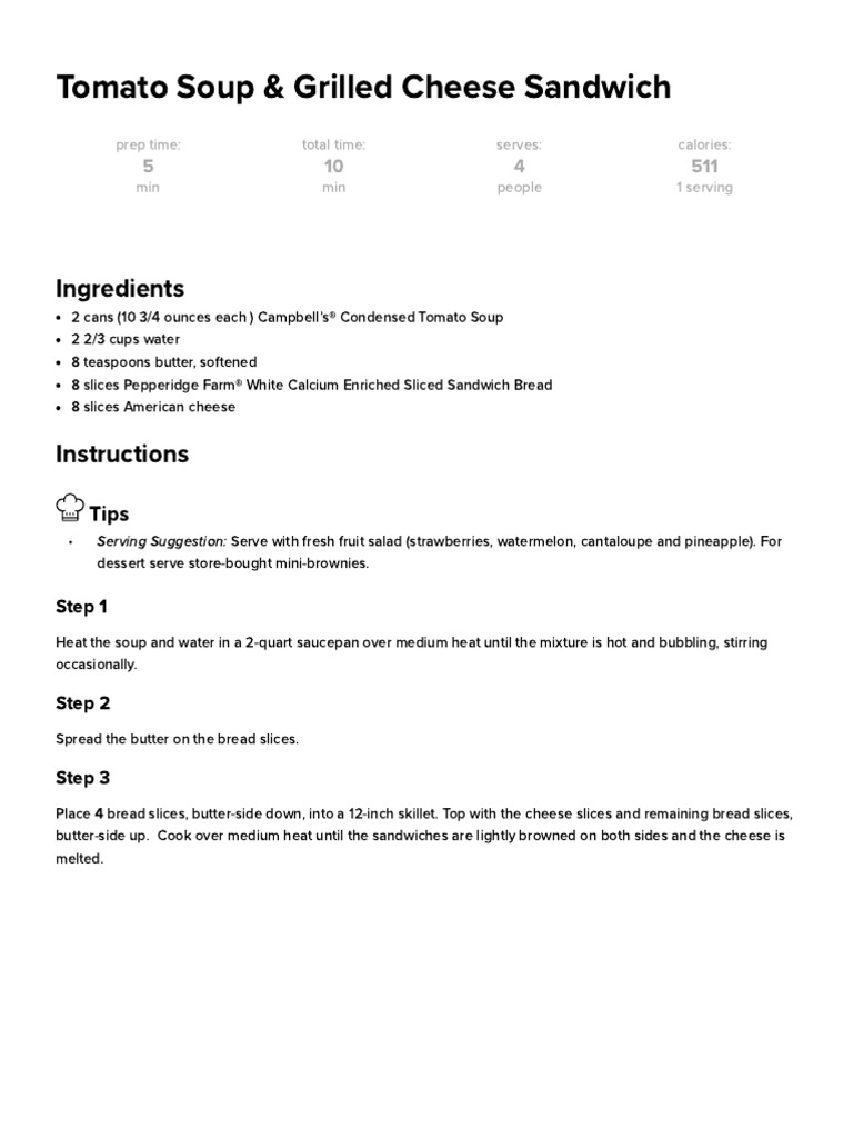 Tomato Soup & Grilled Cheese Sandwich | PDF