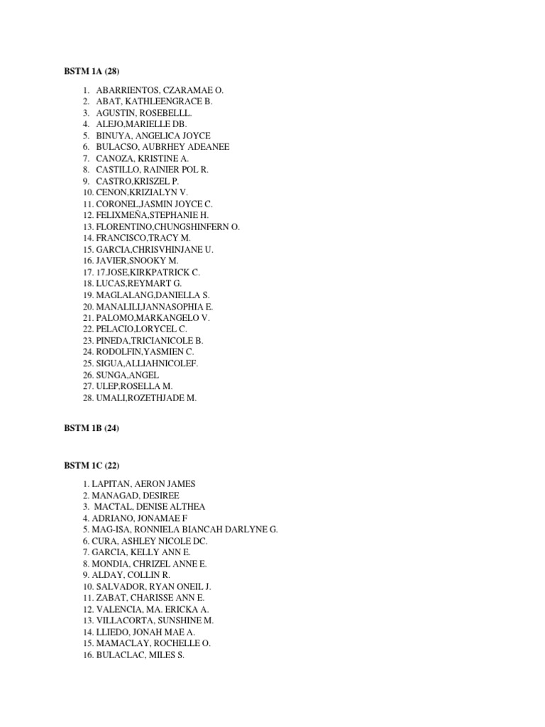 BSTM Class Lists and Irregular Students | PDF | Social Science | Travel