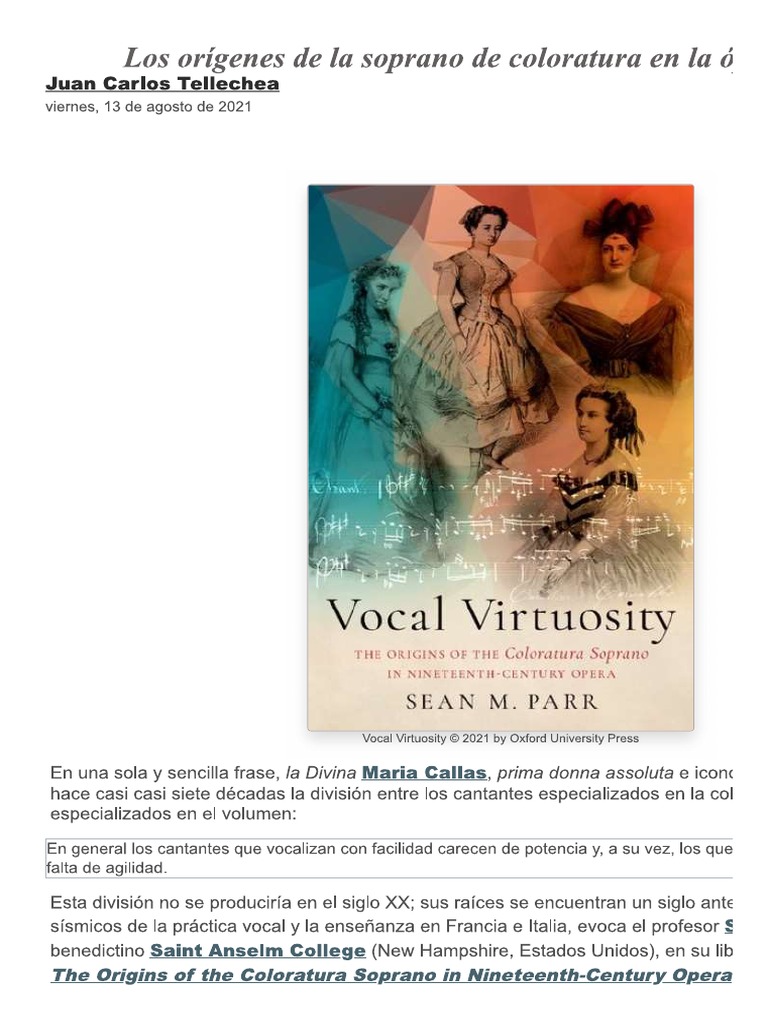 Los Orígenes de La Soprano de Coloratura en La Ópera Del Siglo XIX | PDF