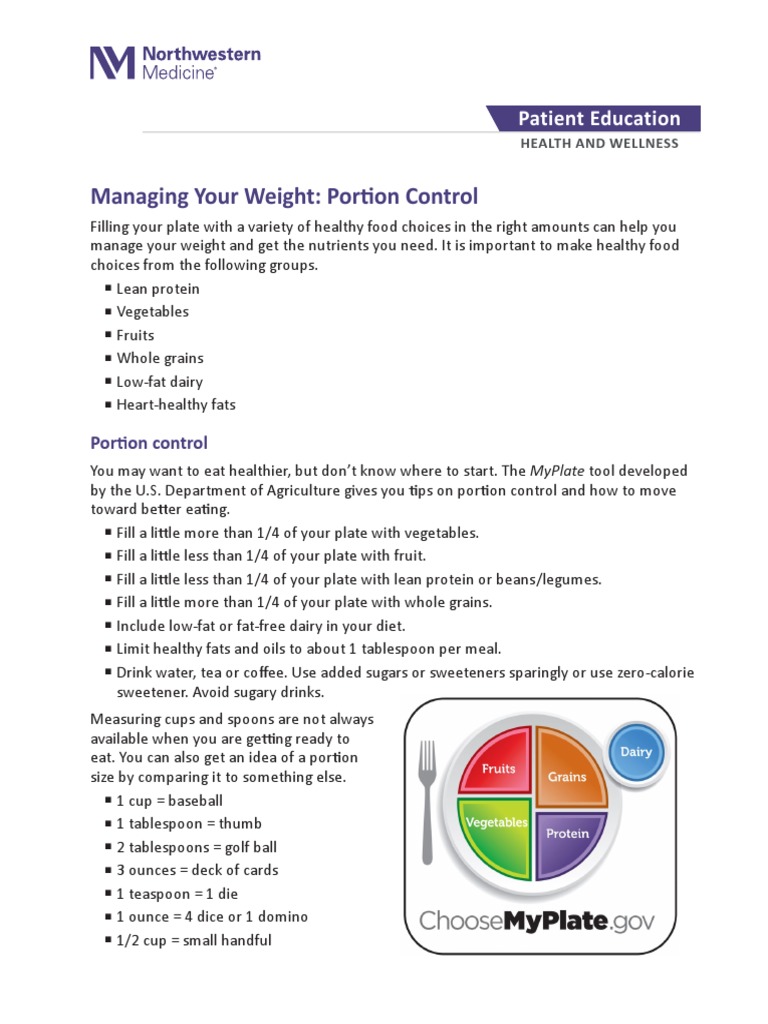 Northwestern Medicine Portion Control | PDF | Healthy Diet | Eating Behaviors Of Humans