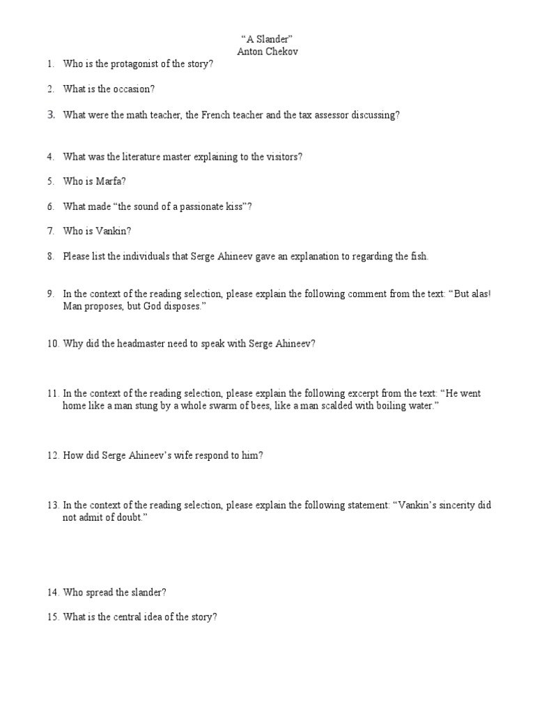 A Slander - Quiz | PDF