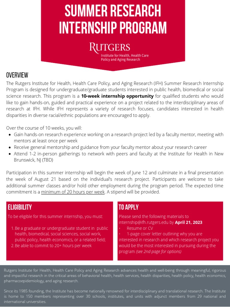 Summer Research Internship Program 2023 | PDF | Palliative Care ...