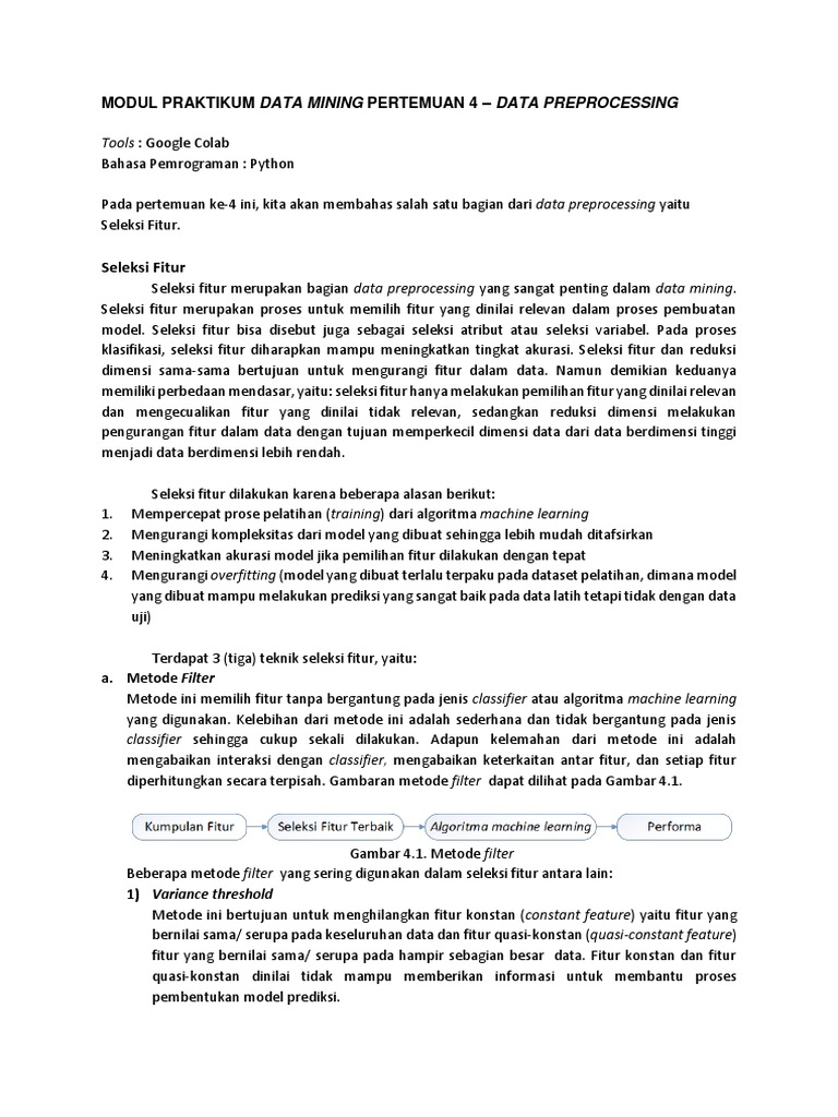MENGUKUR KEMANFAATAN FITUR DENGAN UJI CHI-SQUARE DAN VARIANCE THRESHOLD | PDF