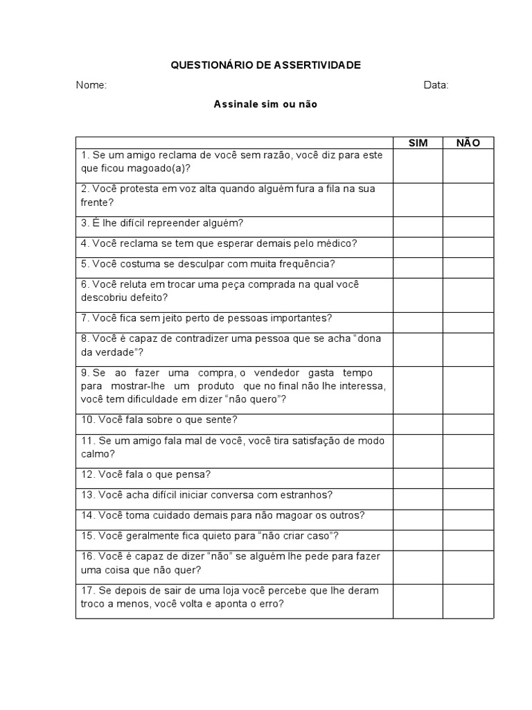 Questionário de Assertividade | PDF