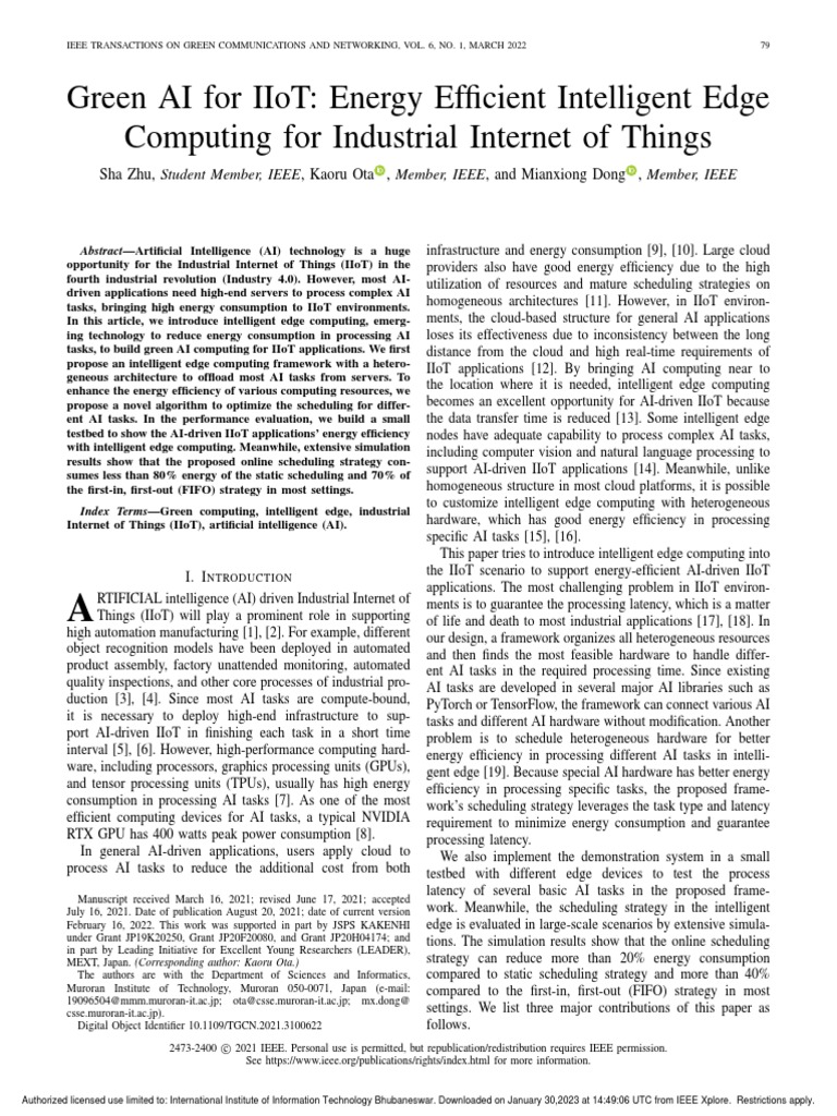 Green Ai For Iiot: Energy Efficient Intelligent Edge Computing For Industrial Internet of Things ...