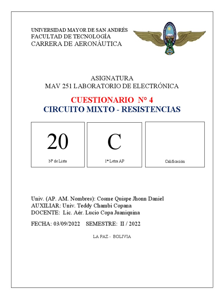 Circuito Mixto - Resistencias: Cuestionario #4 | PDF