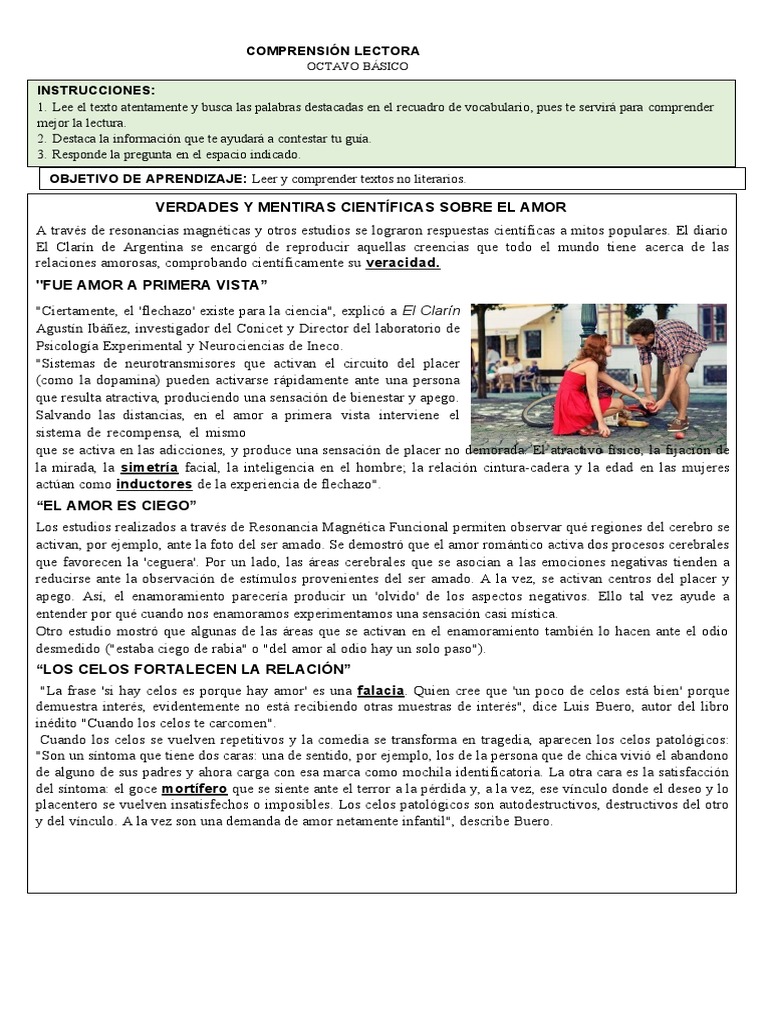 Comprension Lectora Texto No Literario Guia de Trabajo 8° Basico | PDF ...