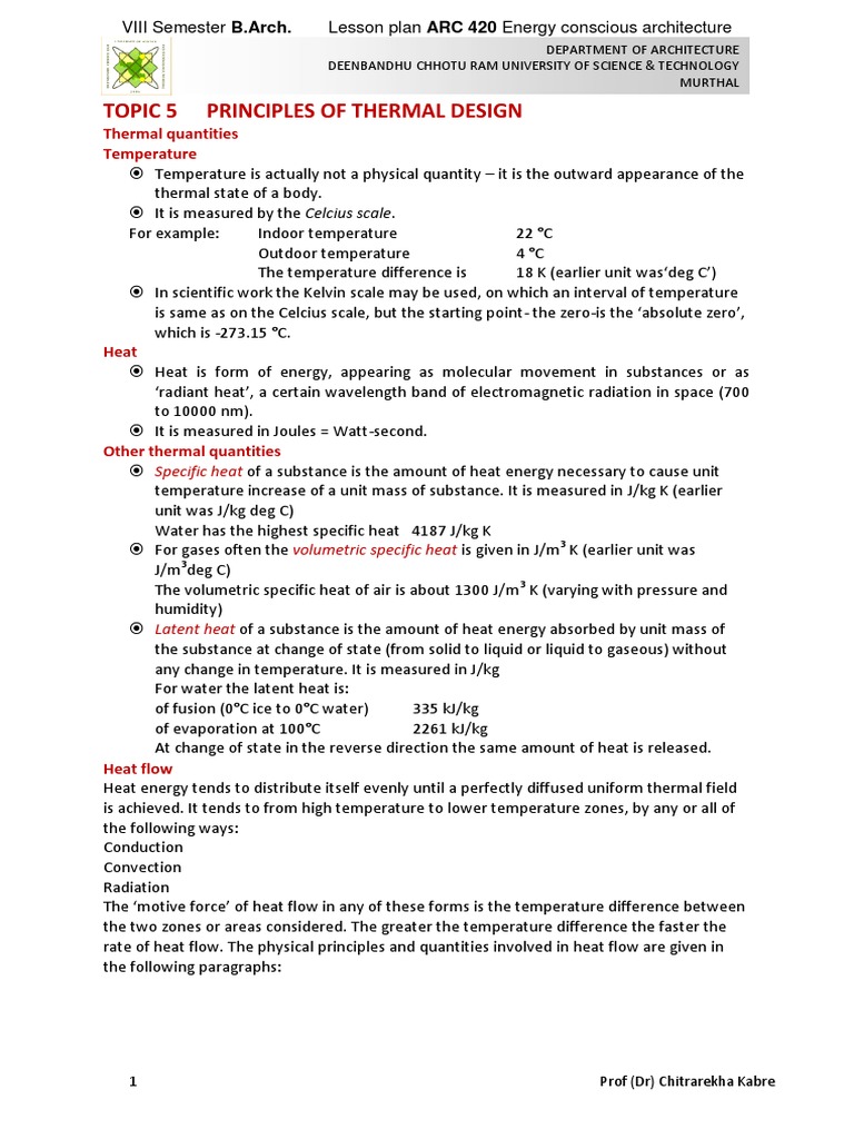 Principles of Thermal Design: Exploring Key Concepts Related to ...