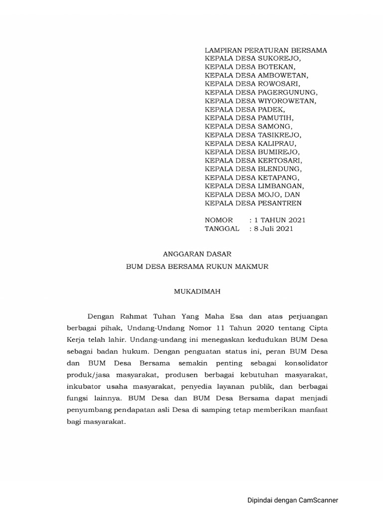 Contoh - AD BUMDESMA | PDF