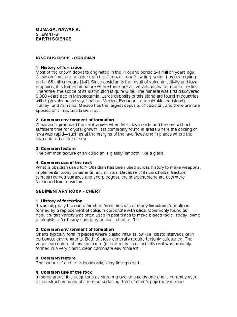 Earth Science g11 | PDF | Rock (Geology) | Volcano