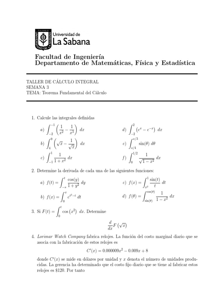 Facultad de Ingenier Ia Departamento de Matem Aticas, F Isica y Estad ...