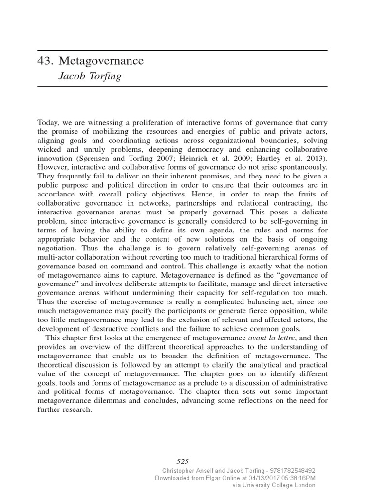 Meta Governance | PDF | Governance | Rationality