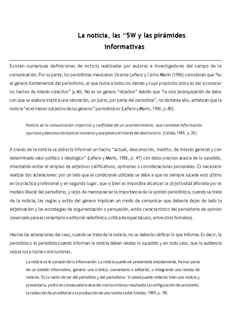 La Noticia, Las "5W | PDF | Radiodifusión | Periodismo