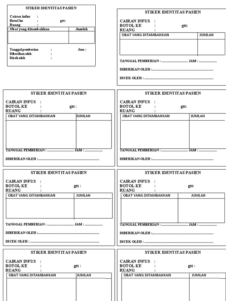 Pasien Identifikasi Stiker | PDF