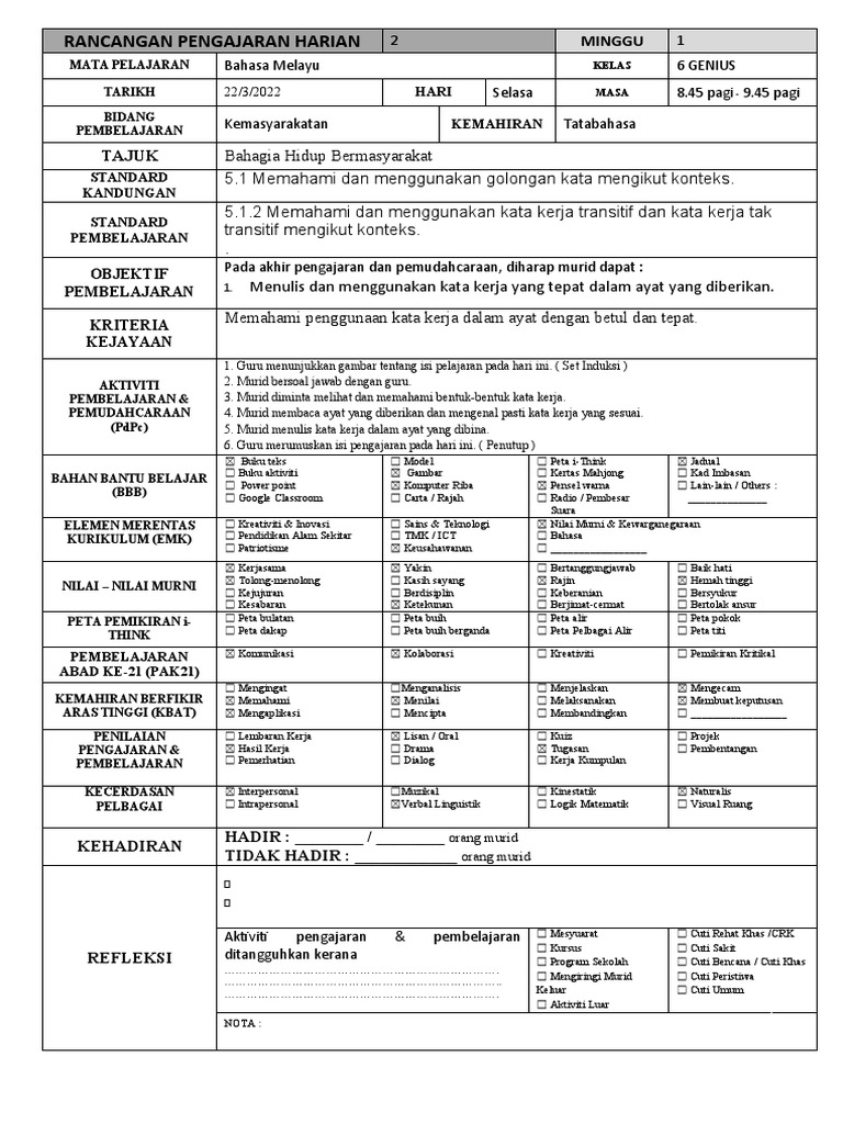 RPH B.melayu THN 6g 2 | PDF