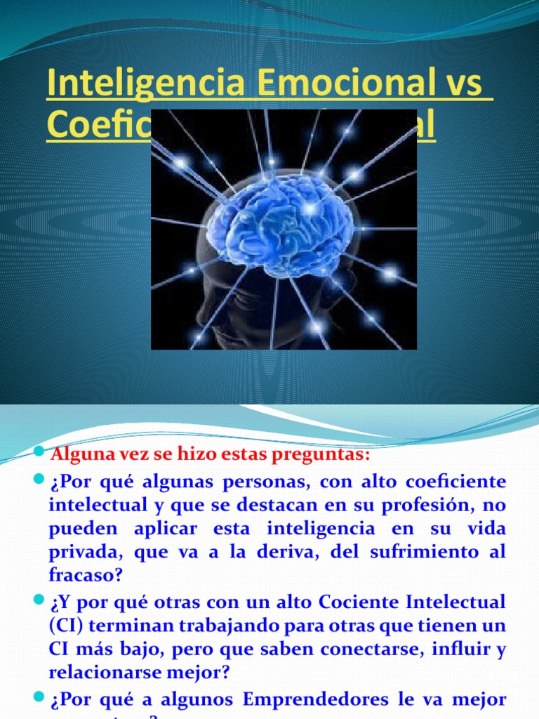 Inteligencia Emocional Vs Coeficiente Intelectual | PDF | Aprendizaje ...