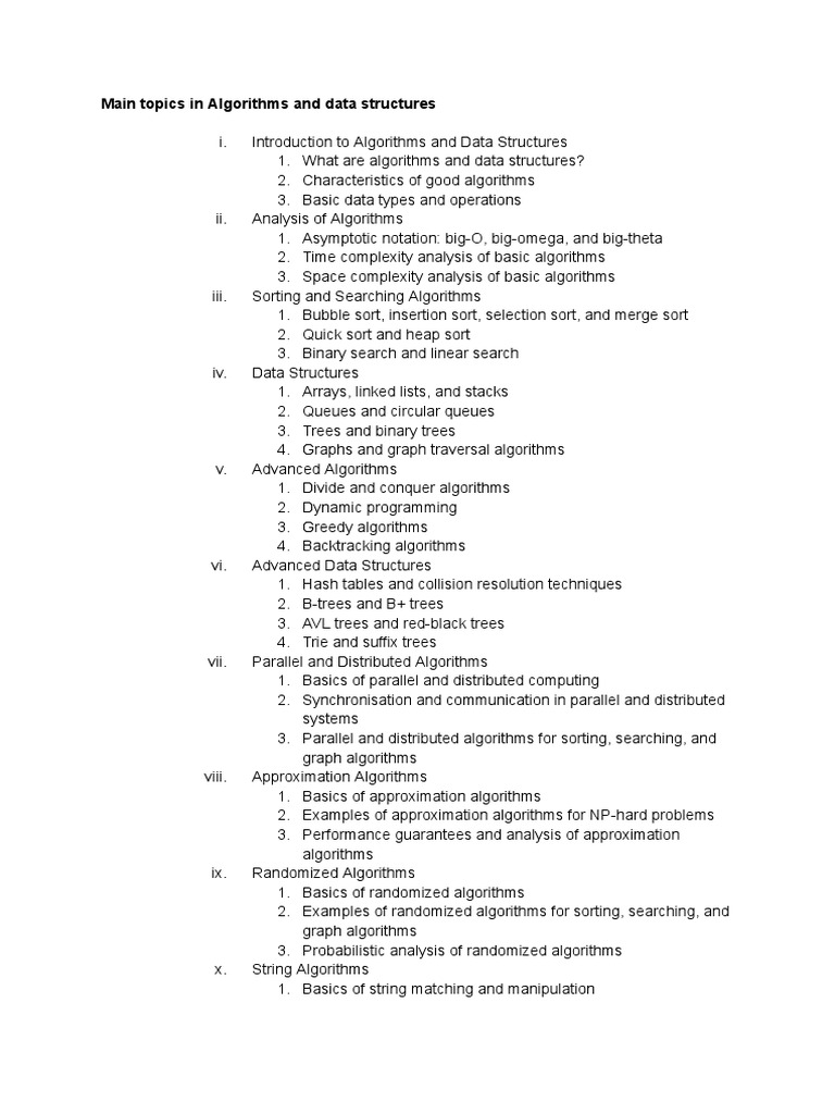 Algorithms And Data Structures Syllabus Pdf Mathematical Logic Computing