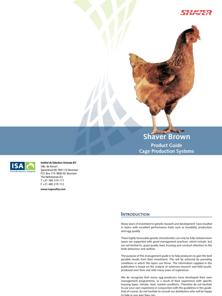 Shaver Brown Management Guide | PDF | Poultry Farming | Birds