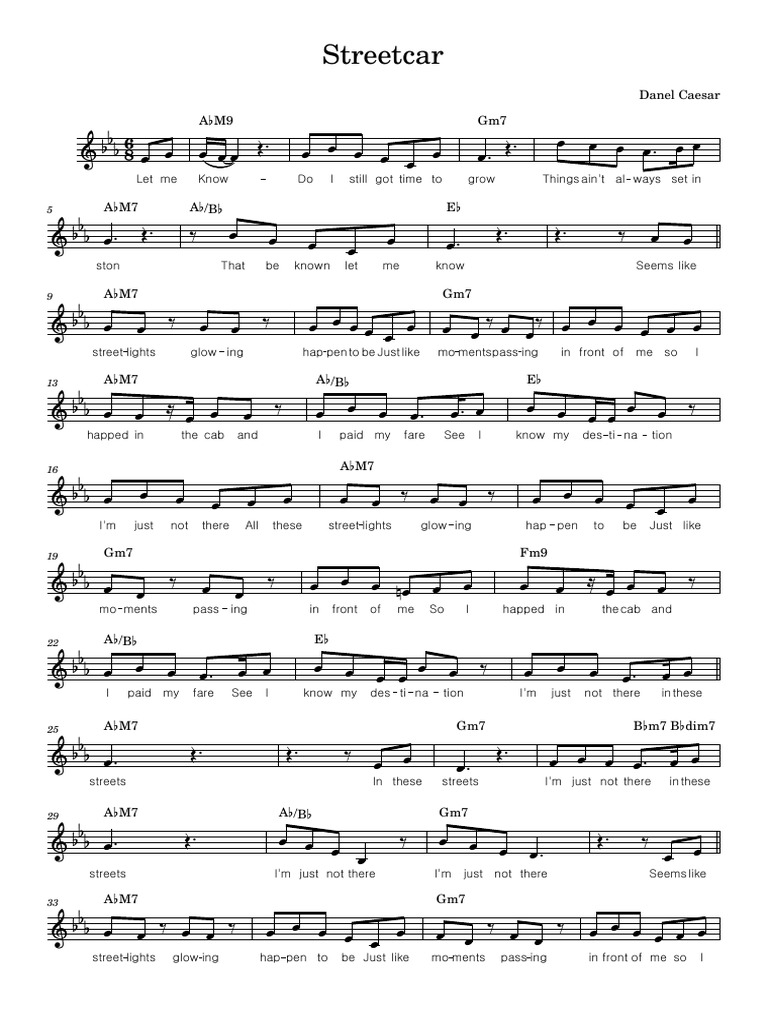 Streetcar X Daniel Caesar Lead Sheet | PDF