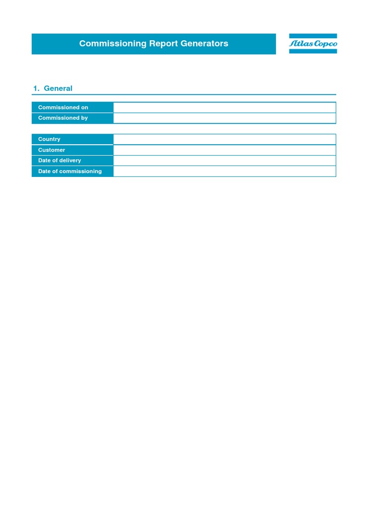 Commissioning Report Generator - SAMPLE | PDF | Electric Generator | Electrical Connector