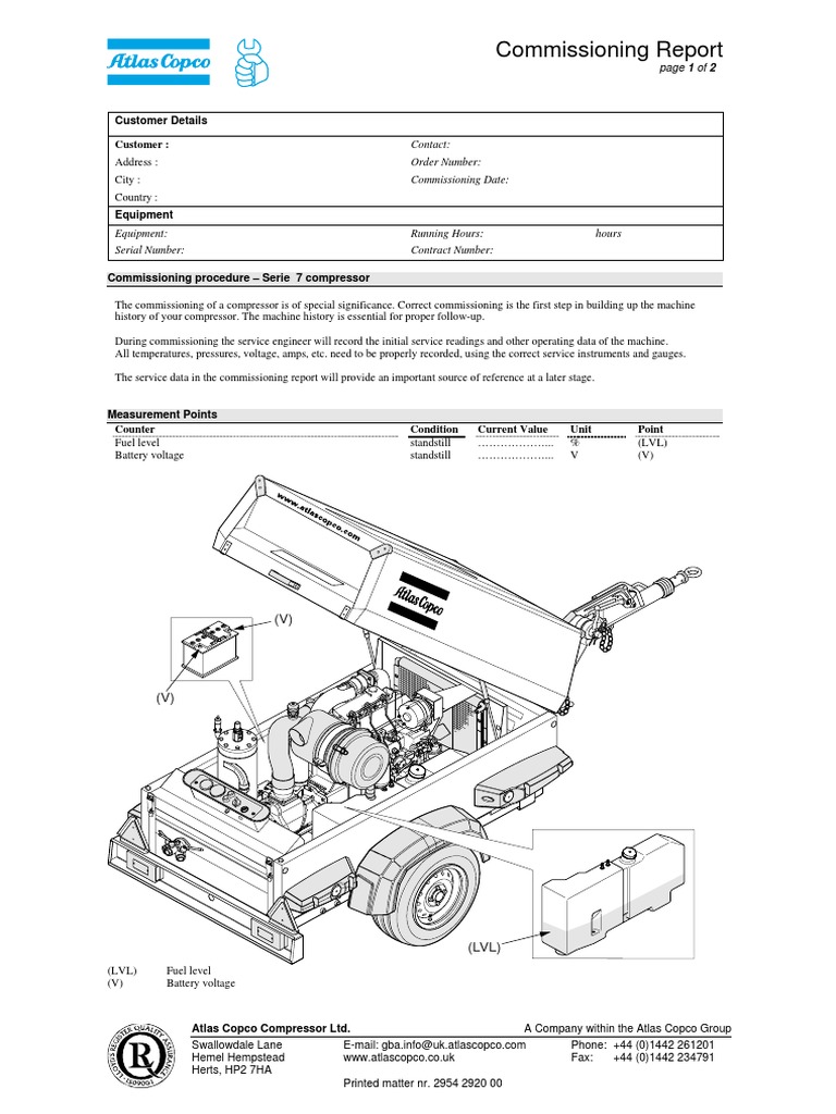 Atlas Copco Compressor Commissioning Report | PDF | Manufactured Goods ...