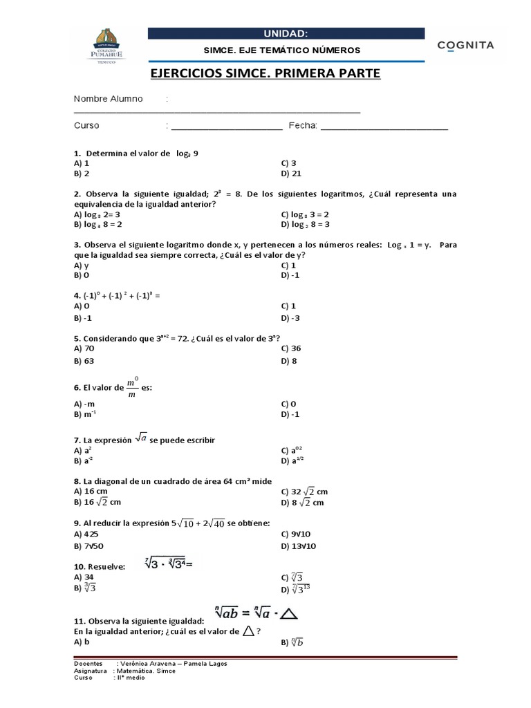 Guia Simce 1. Número | PDF | Ph | Matemáticas