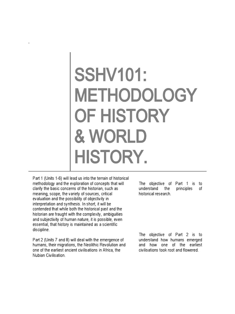 SSHV101: Methodology of History & World History | Download Free PDF ...