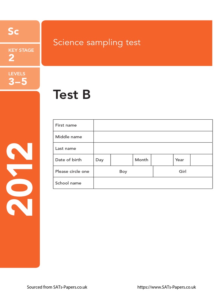 ks2 Science 2012 Test B | PDF | Shadow | Water