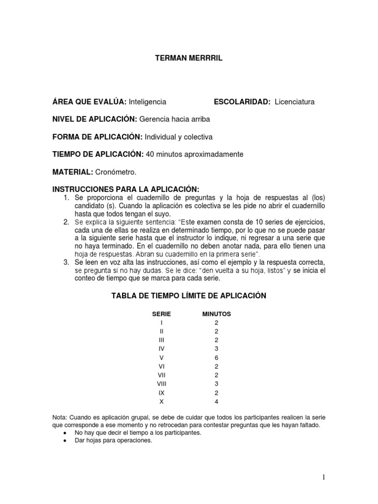 Terman Instructivo | PDF | Cociente de inteligencia | Cognición