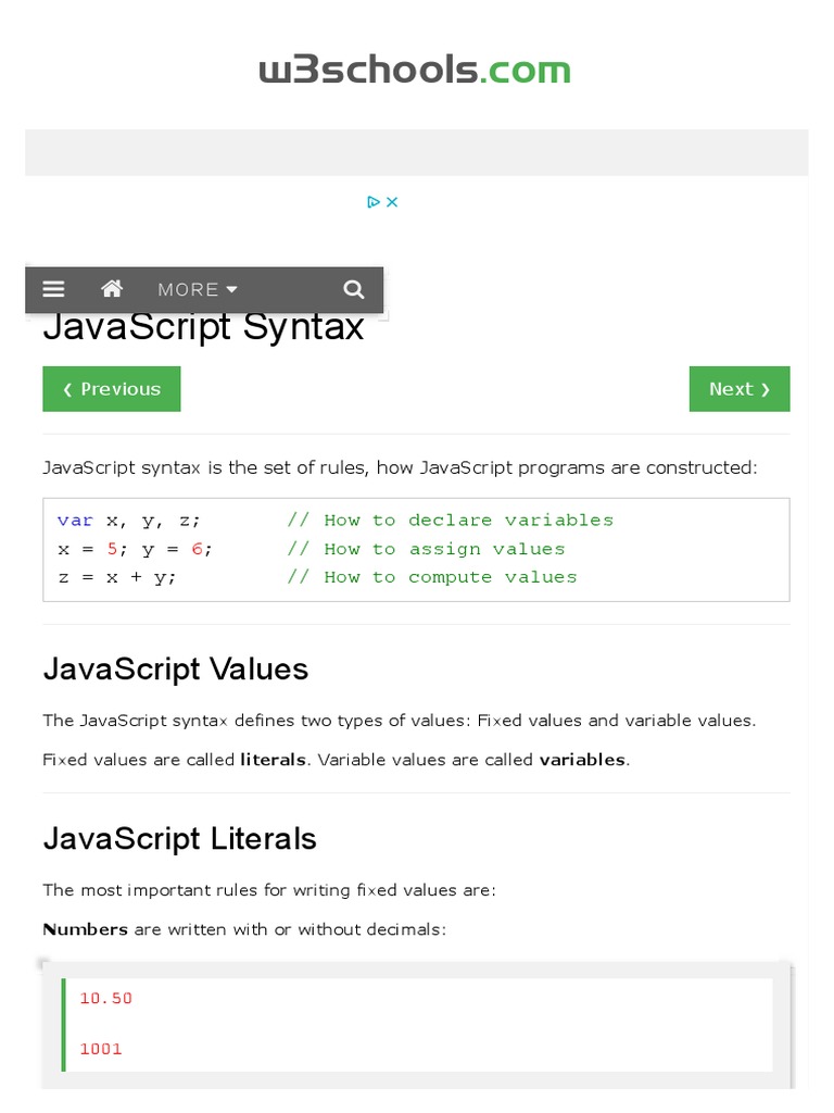 JavaScript Syntax | PDF | Reserved Word | Java Script JavaScript Syntax | PDF | Reserved Word | Java Script