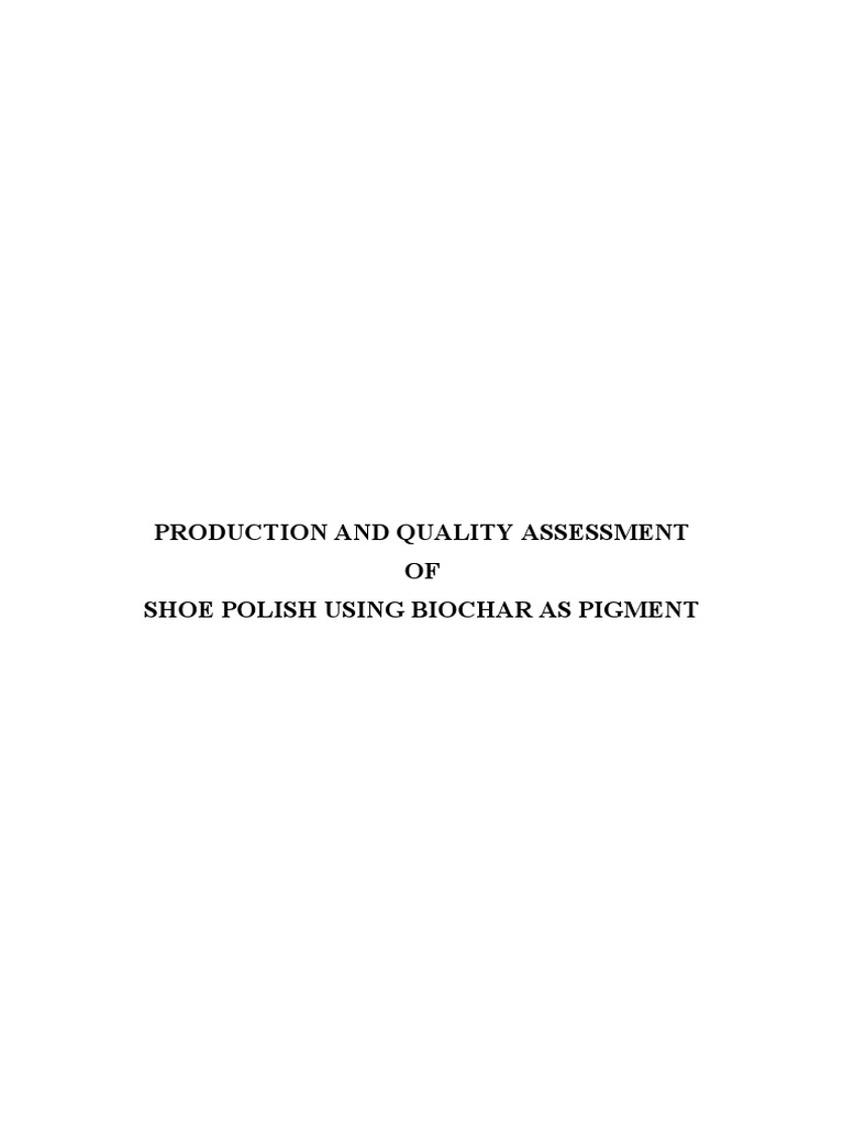 Biochar-Based Shoe Polish Production | PDF | Pyrolysis | Waste Management