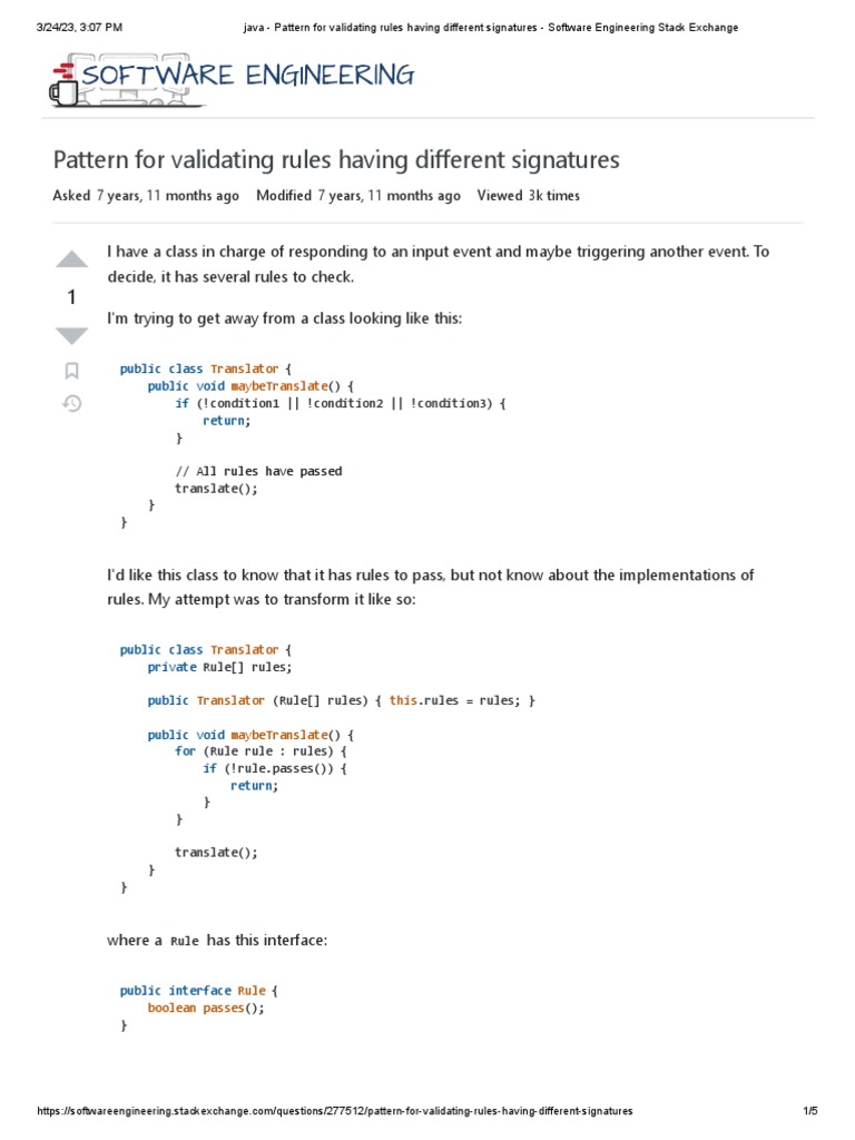 Java Pattern For Validating Rules Having Different Signatures 7154