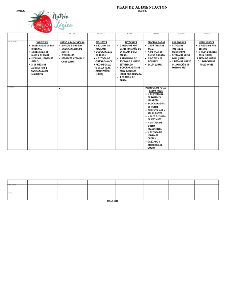 Plan de Alimentacion 1400 | PDF | Cocina latinoamericana | Preparación de comida y bebida