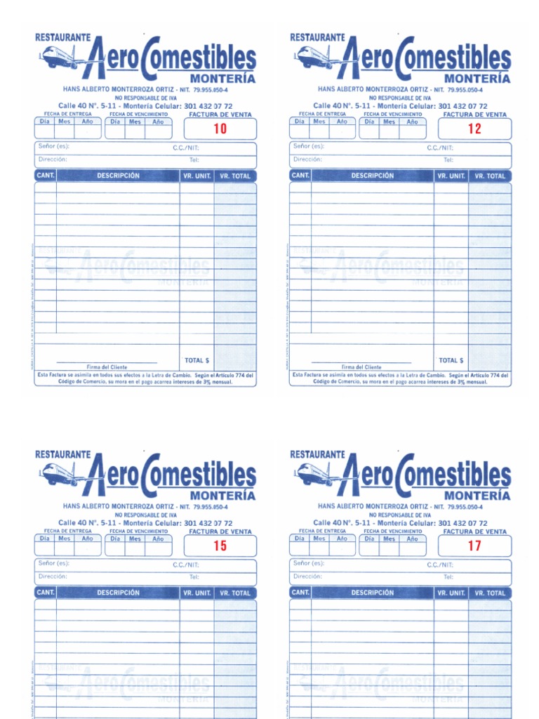 Facturas Restaurantes | PDF