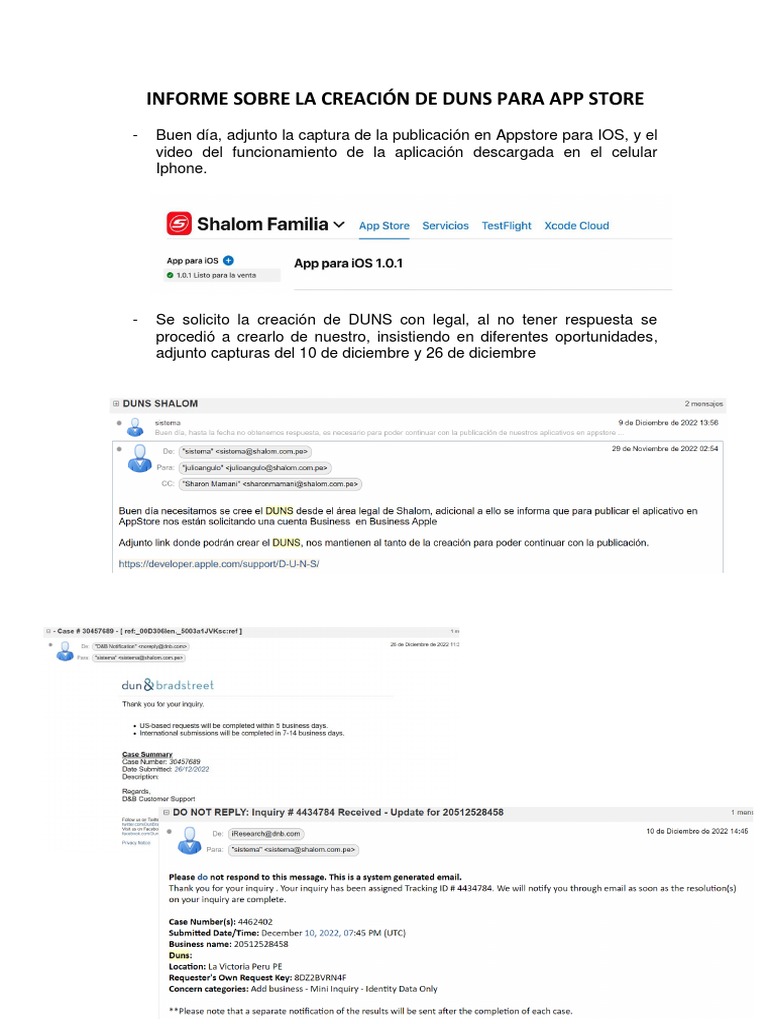Informe Sobre La Creación de Duns para App Store | PDF