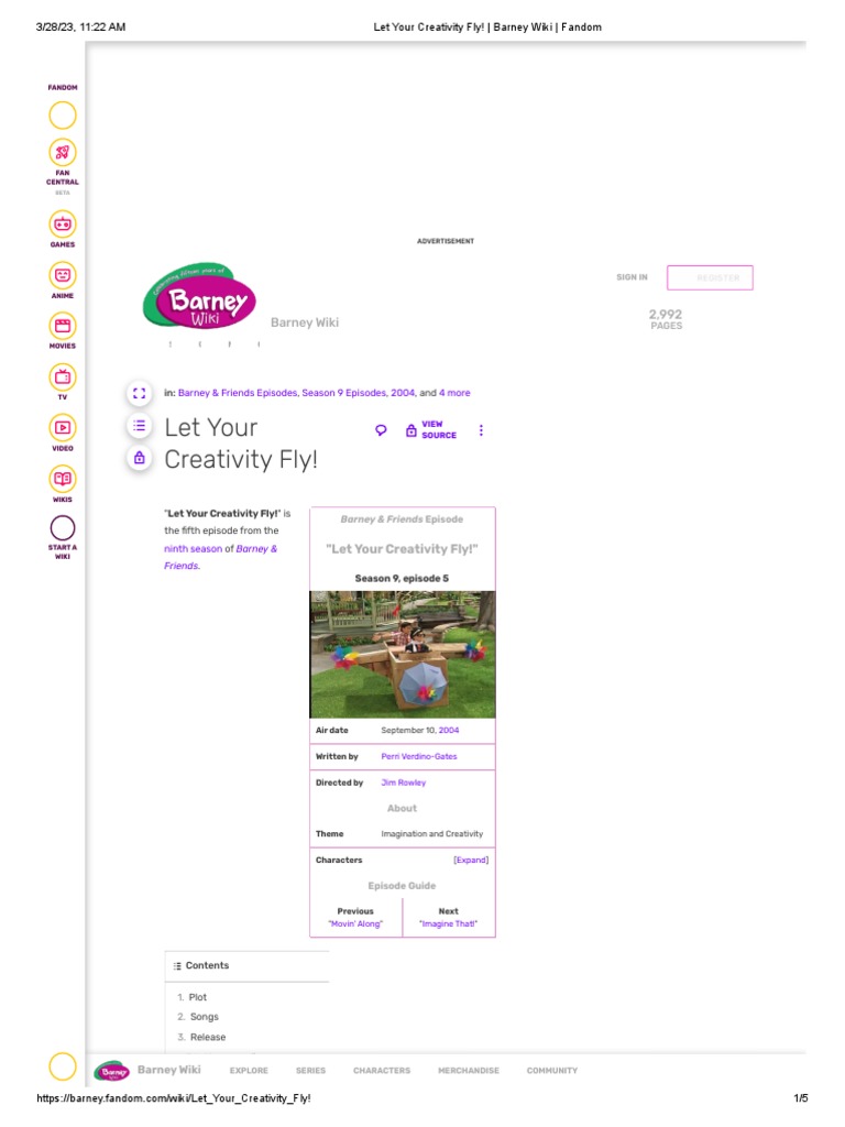 Let Your Creativity Fly! - Barney Wiki - Fandom | PDF | Fandom