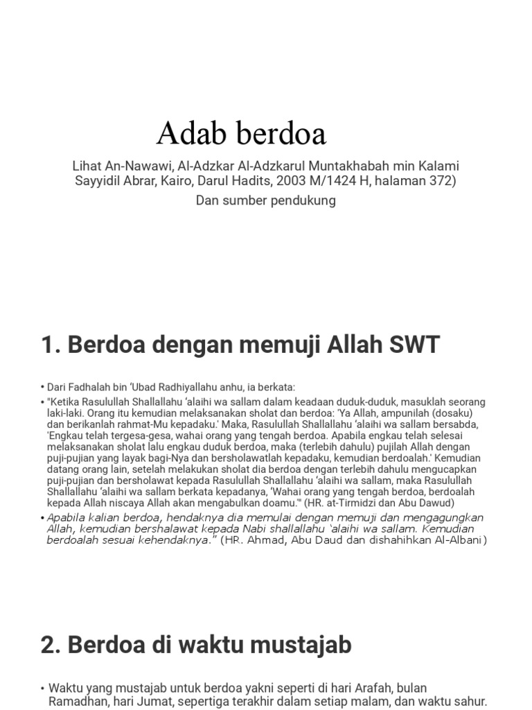 Adab Berdoa | PDF