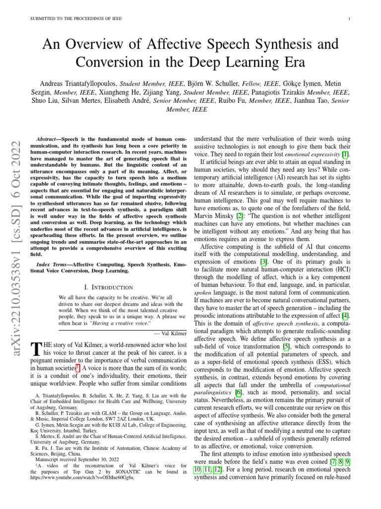An Overview of Affective Speech Synthesis and Conversion in The Deep ... An Overview of Affective Speech Synthesis and Conversion in The Deep ...