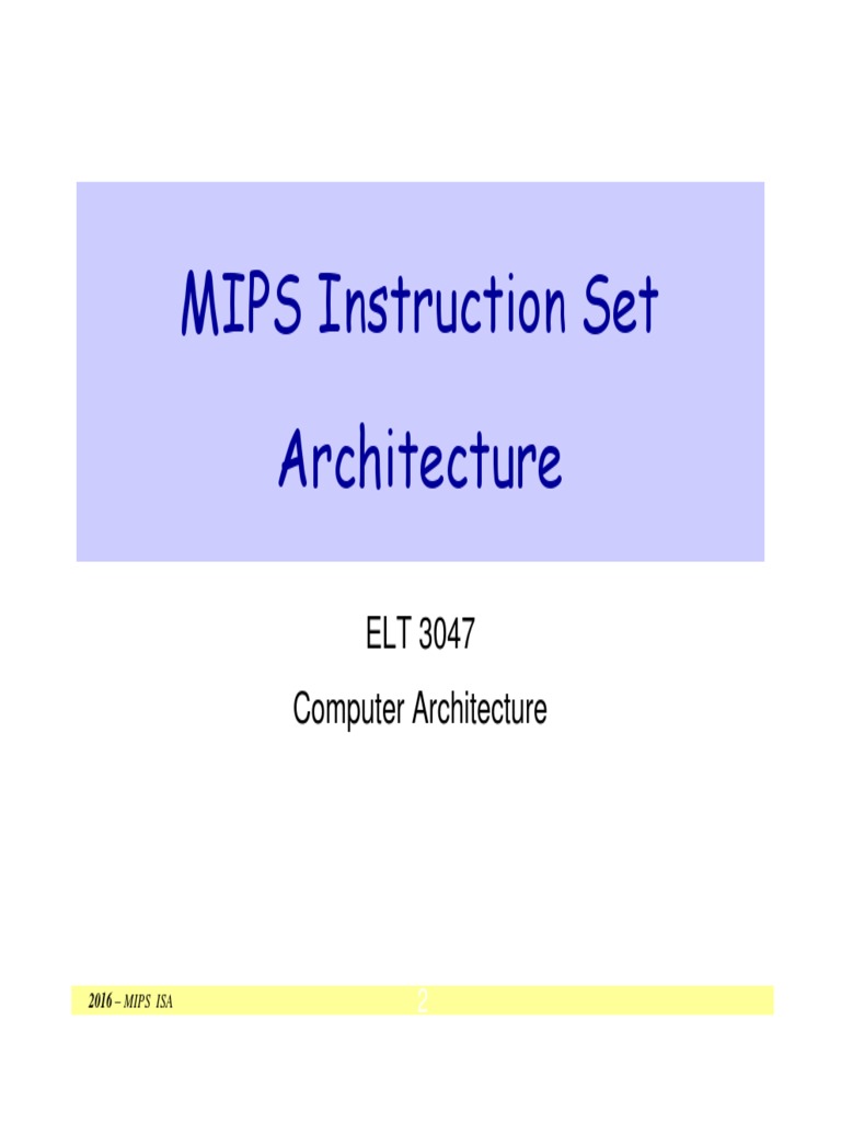 03 - MIPS Intruction Set Architecture | PDF | Assembly Language ...