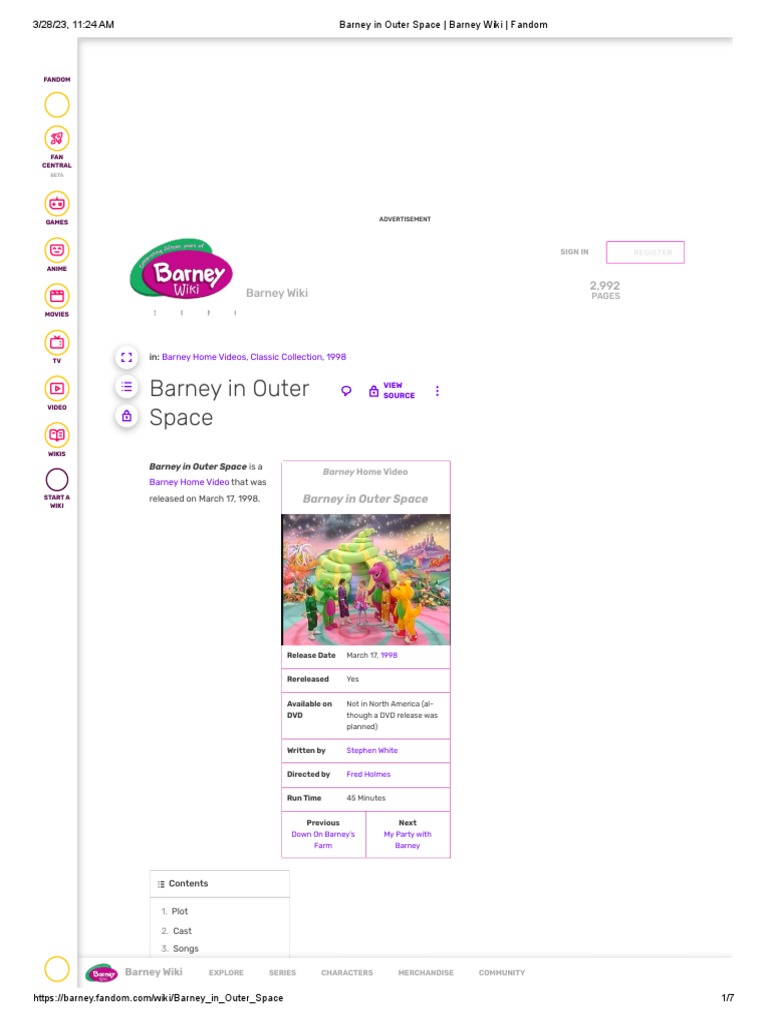 Barney in Outer Space - Barney Wiki - Fandom | PDF | Fandom
