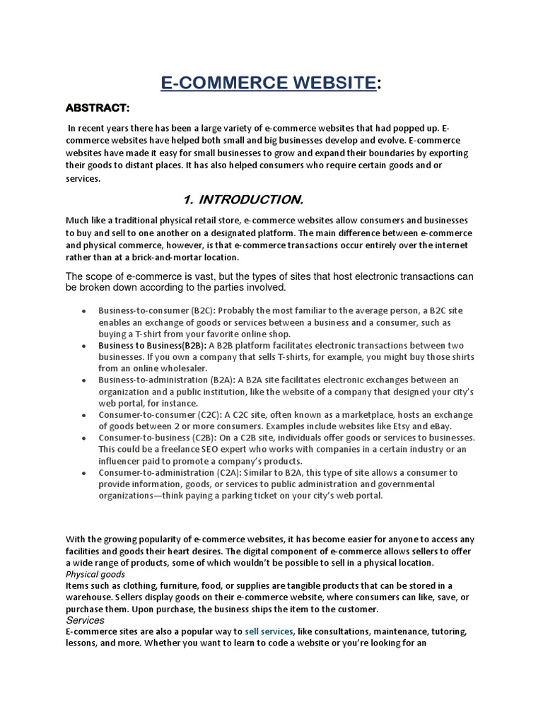 Ecommerce Website Project Report | Download Free PDF | E Commerce | Product (Business)