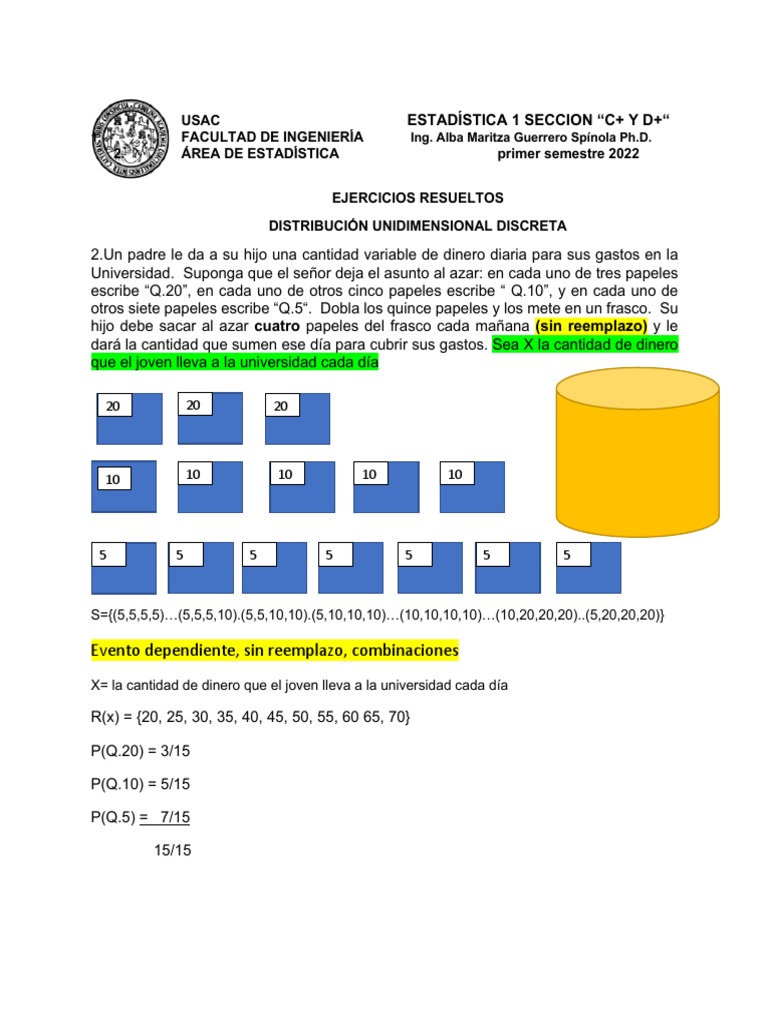 Distribución unidimensional discreta: Ejercicios resueltos | PDF | Desviación Estándar ...
