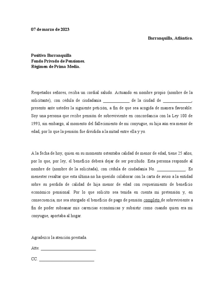 Carta Solicitud Pensional | PDF