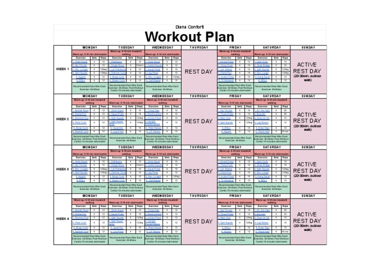 4-Week Workout Plan | PDF | Strength Training | Hobbies