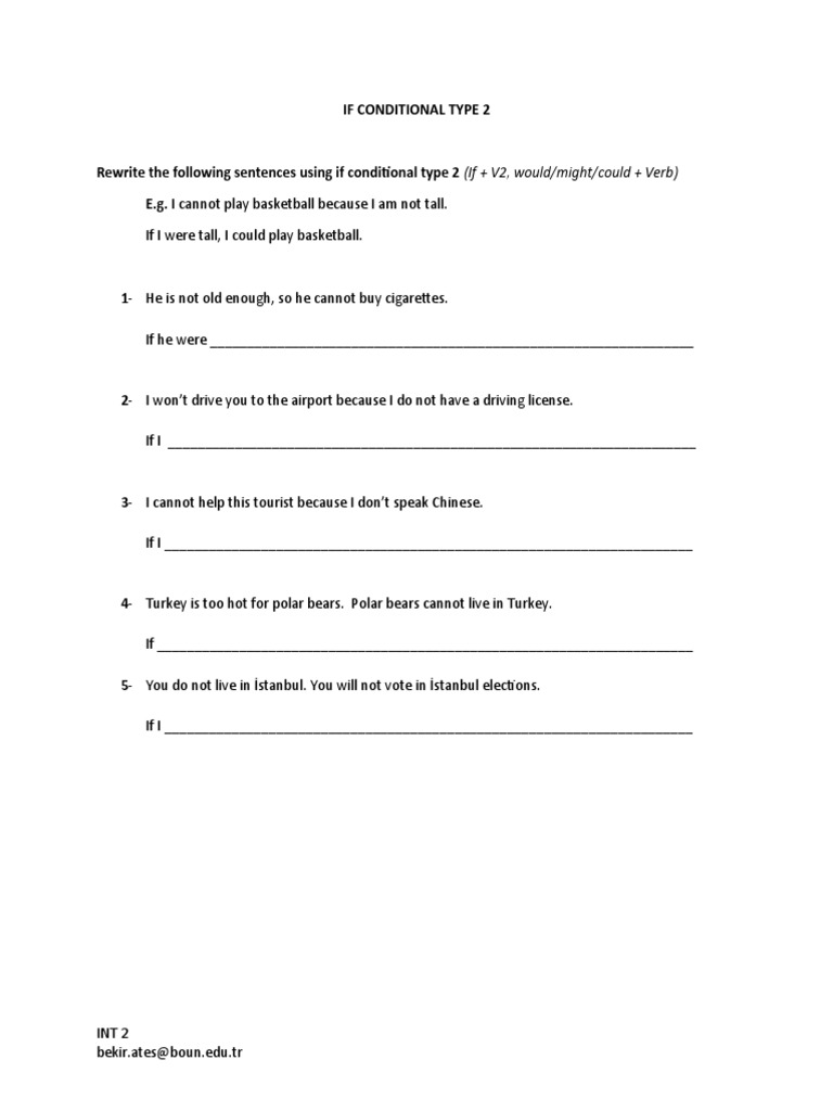 IF CONDITIONAL TYPE 2 Rewrite | PDF