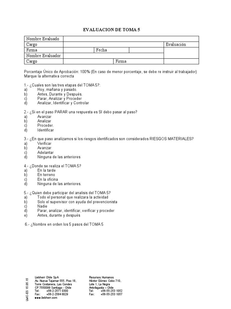 Evaluación del Método TOMA 5 | PDF
