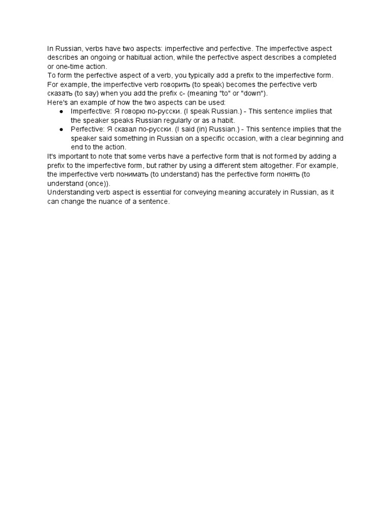 Russian Verb Aspect. | PDF