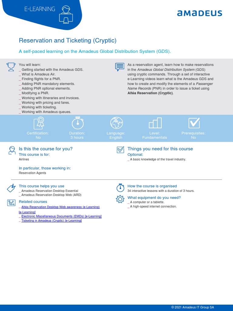 Amadeus Training Course 3927784553 | PDF | Transport Companies | Transport